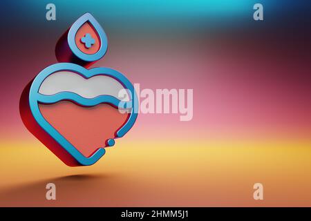 Blood donation . Beautiful Blue blood drop + and heart icons symbol on ...