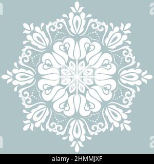 Oriental round white pattern with arabesques and floral elements ...