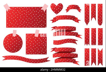 White Mini Hearts Polka Dots on Red and Pink Text Box Banner Set ...