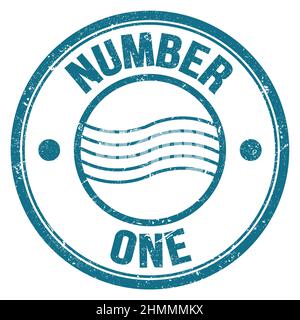 NUMBER ONE text written on green grungy zig zag borders round stamp ...