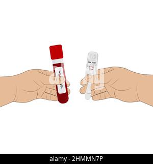 An HIV testing kit with a laboratory test tube for blood analysis ...
