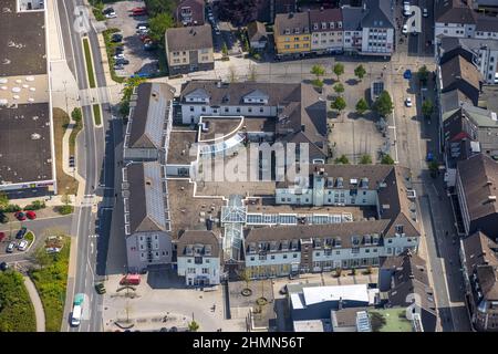 Aerial view, city hall, Leubeck, Heiligenhaus, Ruhr area, North Rhine ...
