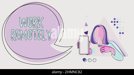 Handwriting text Work Remotely. Business overview Work Remotely Line ...