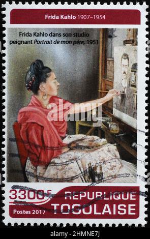 Frida Kahlo painting her father on postage stamp Stock Photo - Alamy
