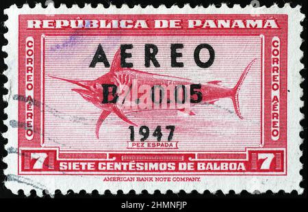 A vintage postage stamp from Panama Isolated on a white background ...