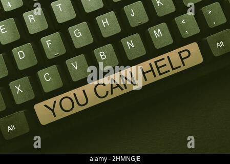 Text caption presenting You Can Help. Business showcase Be a volunteer ...