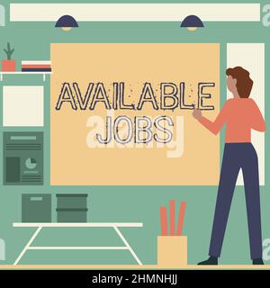 Inspiration showing sign Available Jobs. Word Written on a job that is ...