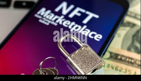 Blocking NFT technology. Ban for non fungible token concept. NFT with ...