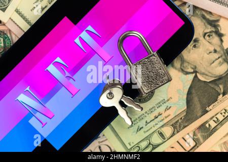 Blocking NFT technology. Ban for non fungible token concept. NFT with ...