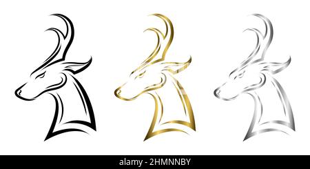 three color line art of deer head Stock Vector Image & Art - Alamy