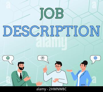Hand writing sign Job Description. Business overview A document that ...