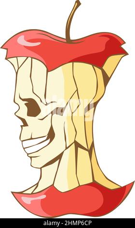 skull apple core isolated. death rest of fruit on white background ...