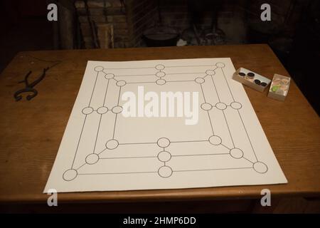 Nine men's morris colonial era board game Stock Photo - Alamy
