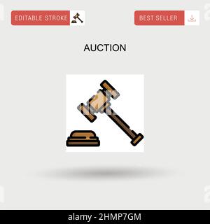 Auction Hammer icon simple flat vector symbol outline collection set ...