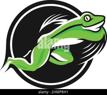Frog running. Funny cartoon character. Colorful vector illustration ...