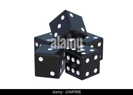 Heap of black dice isolated on white background. 3d render Stock Photo ...