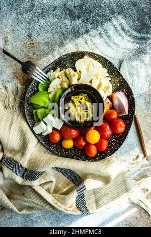 crudite, green bell pepper, crudites, raw vegetables, vegetarian, green ...