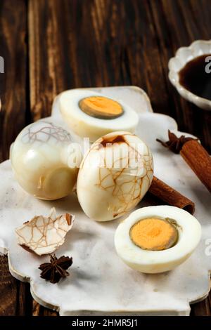 Tea boiled eggs Stock Photo - Alamy