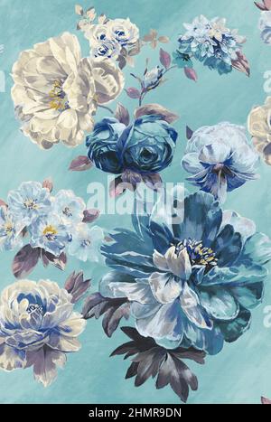 textile flower bunch seamless digital design on background Stock Photo ...
