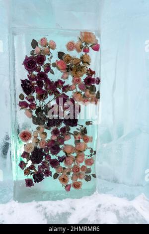 Abstract frozen flower texture inside ice, macro background Stock Photo ...