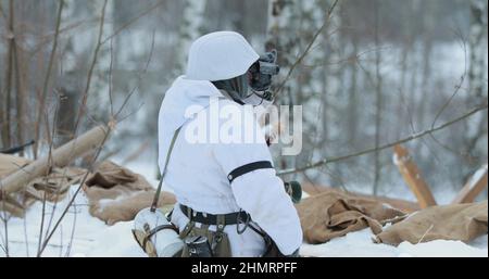 Multiple shots. Man Dressed As German Wehrmacht Infantry Soldiers In ...