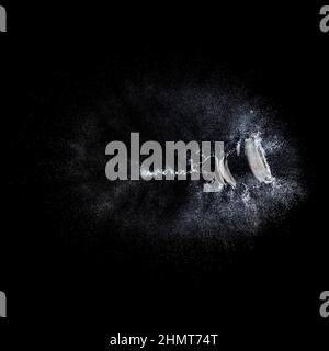 Exploding Soap Bubble in colorful colors on black background Stock ...