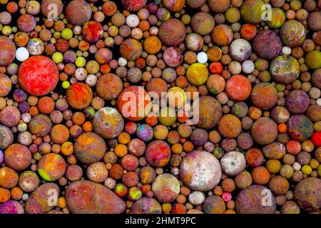Acrylic paint balls abstract texture. Bright colors fluid, flowing ...