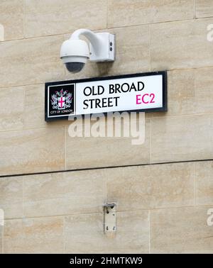 Street sign for Old Broad Street, EC2, in the City of london, England ...