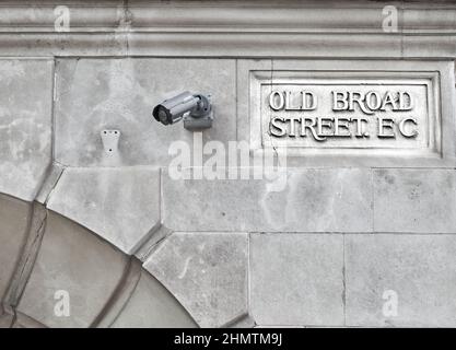 Street sign for Old Broad Street, EC2, in the City of london, England ...
