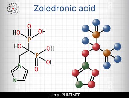Zoledronic acid, zoledronate molecule. It is bisphosphonate, used to ...