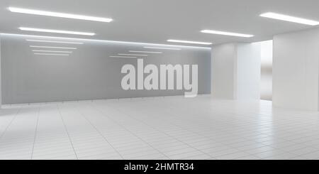 empty white production hall laboratory science lab technology 3d render ...
