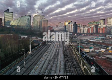 Sunrise in Manchester City Centre Stock Photo - Alamy