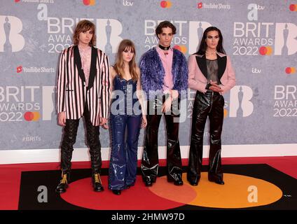 Maneskin attends The BRIT Awards 2022 at the O2 arena in London Stock ...