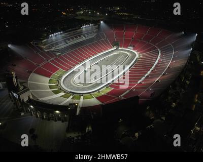 A general overall aerial view of the track and football field at ...