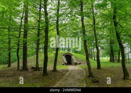 Ancient tumulus on a display for visitors Stock Photo - Alamy