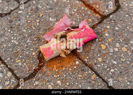 Scattered firecracker are spread on the ground Stock Photo - Alamy