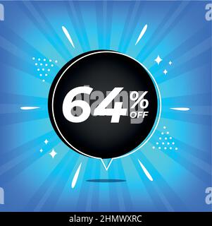 Blue 3D number 64 balloon realistic 3d helium blue balloons. Vector ...