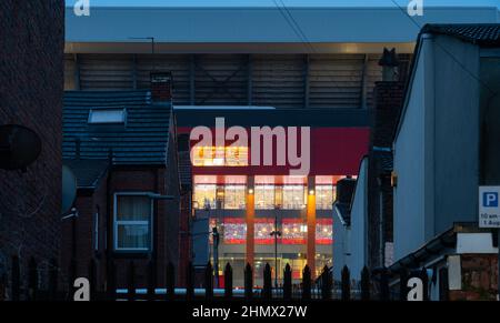 Liverpool Football Club's Main Stand at Anfield, towering over it's ...