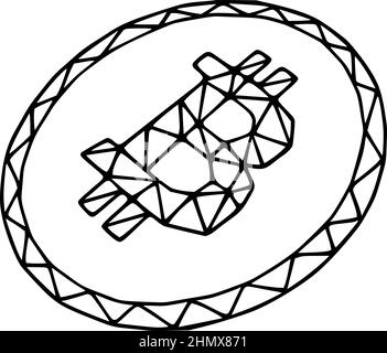 Bitcoin coin polygonal icon. Cryptocurrency low poly design Stock ...