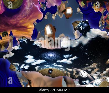 Human, time and mind elements. 3D rendering Stock Photo - Alamy