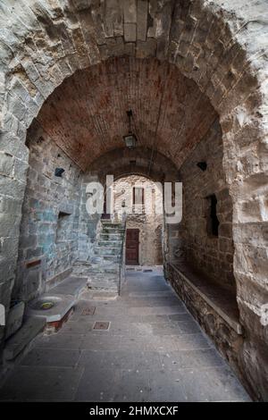 Italy, Tuscany, Arezzo, the Subbiano village, the castle Stock Photo ...