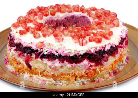traditional salad herring dressed layered with vegetables- Selyodka pod ...