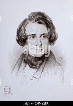 A sketch of Charles Dickens from 1842, capturing the renowned English ...