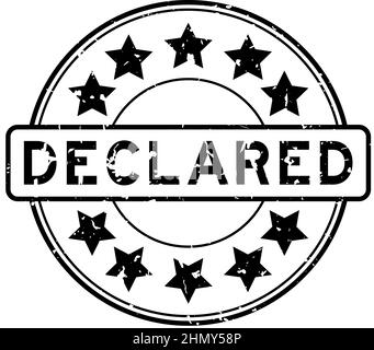 Grunge black declaration word round rubber seal stamp on white ...