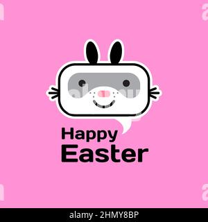 Bunny with hello sign, illustration, vector on white background Stock ...