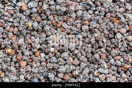 Texture of expanded clay aggregate gravel. Orange clay material for ...