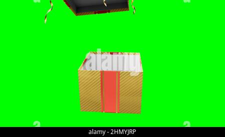 decorated opened present box with golden stars for black friday give ...