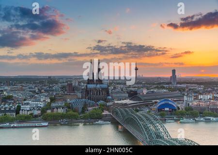 aerial of city of cologne in sunset Stock Photo - Alamy