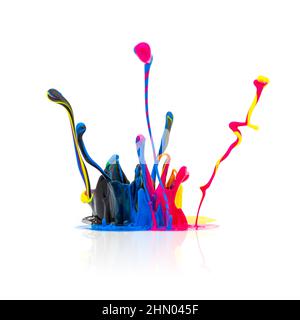 CMYK paint colors splashing Stock Photo - Alamy