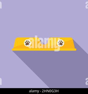 Double pet bowl icon flat vector. Cat food. Dry tin can isolated Stock ...
